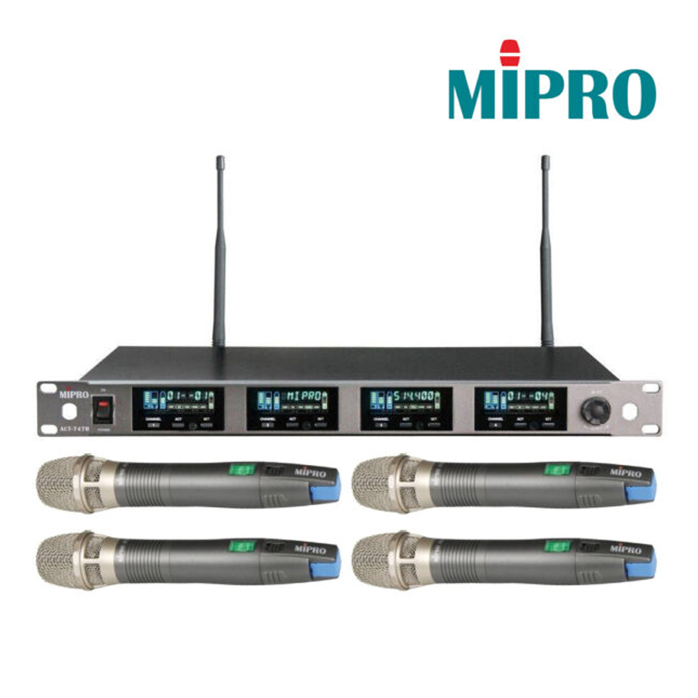 MIPRO ACT-747B/ACT-72H ACT-VFD 1U四頻道純自動選訊無線麥克風組 (四頻道窄頻接收機+手持麥克風四支) - 補給 ...